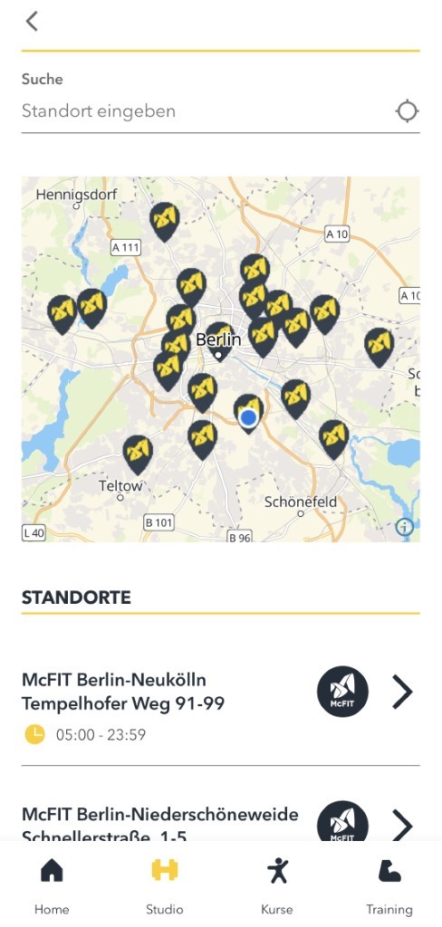Kann ich mein Studio in der App ändern? – McFIT Hilfe